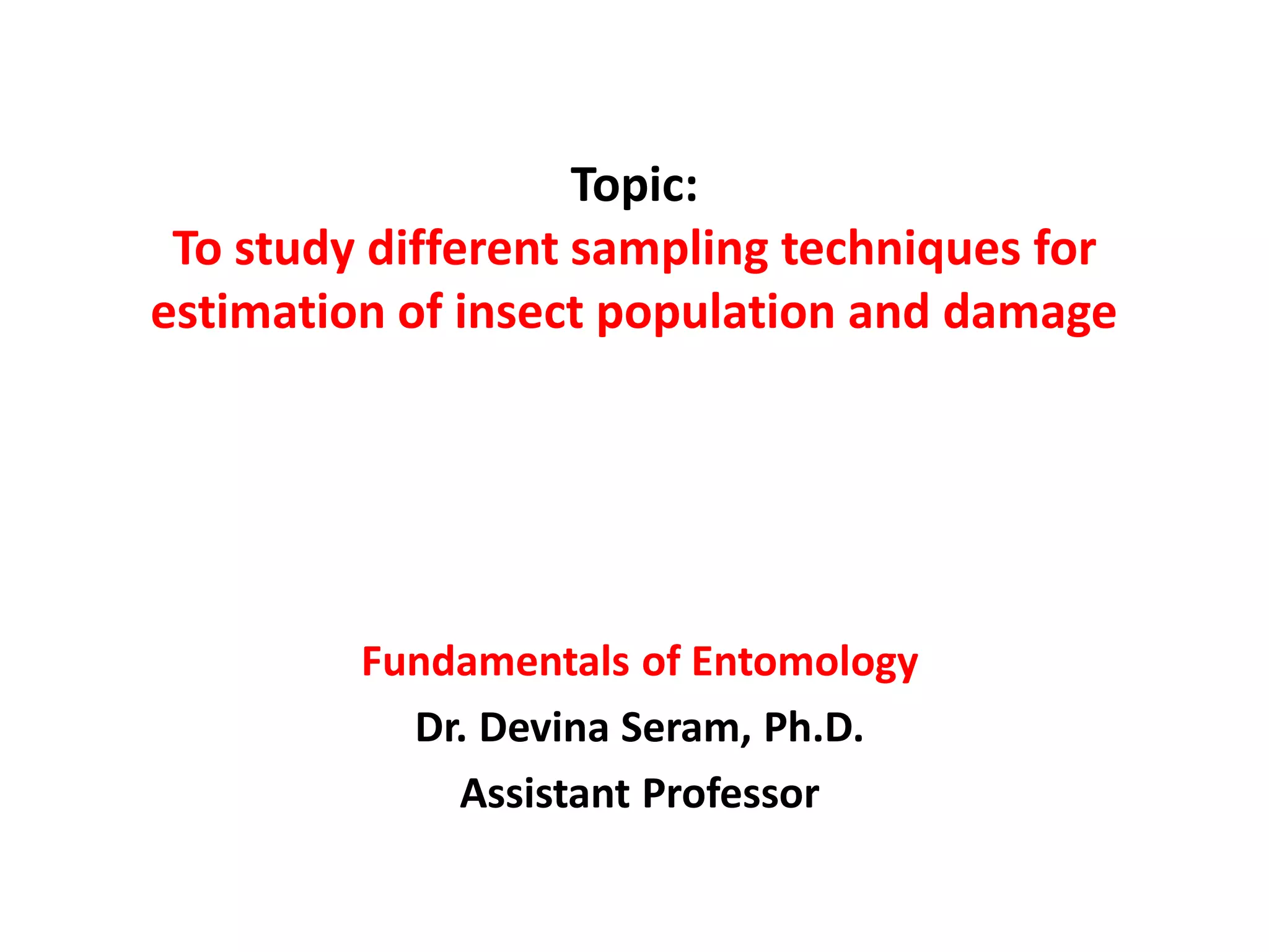 Different sampling techniques for insect population estimation | PDF