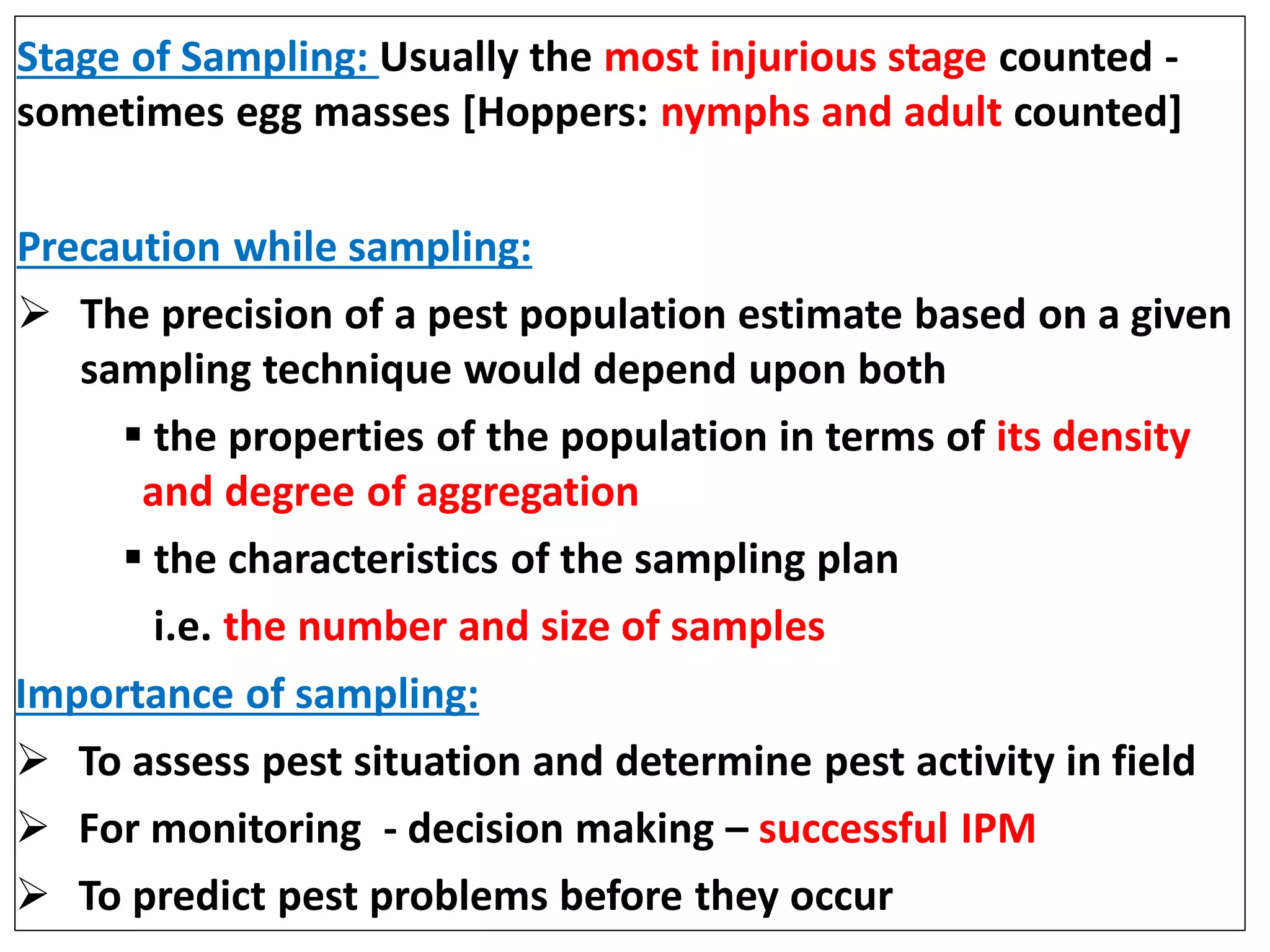 Different sampling techniques for insect population estimation | PDF