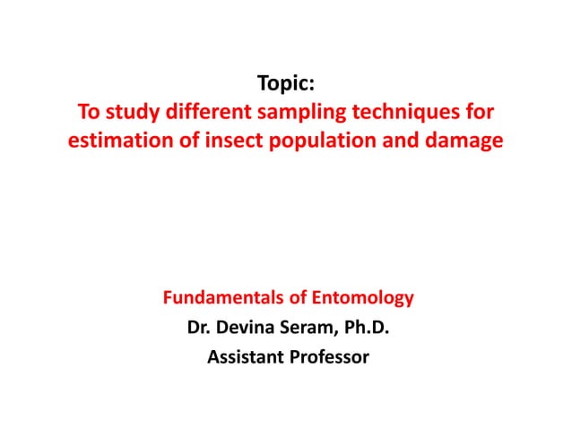 Different Sampling Techniques For Insect Population Estimation Pdf