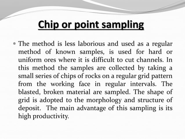 Sampling techniques for mineral deposit | PPTX | Geology | Science