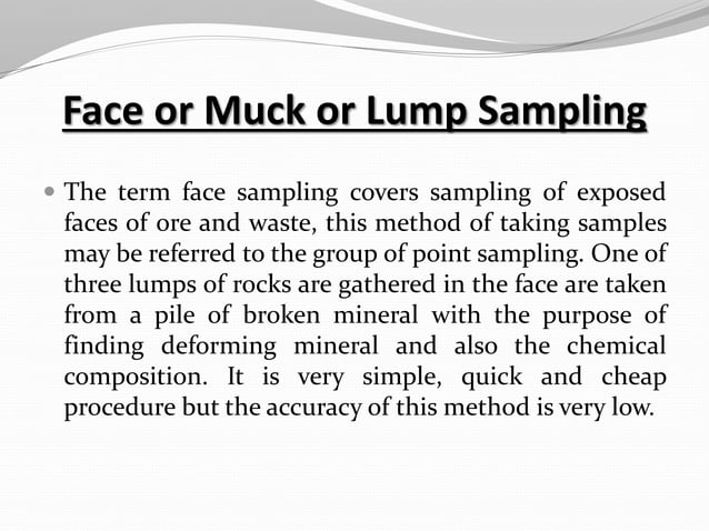 Sampling techniques for mineral deposit | PPTX | Geology | Science