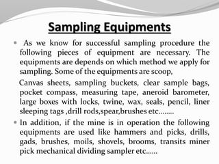 Sampling techniques for mineral deposit | PPTX