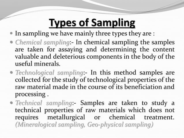 Sampling techniques for mineral deposit | PPTX | Geology | Science