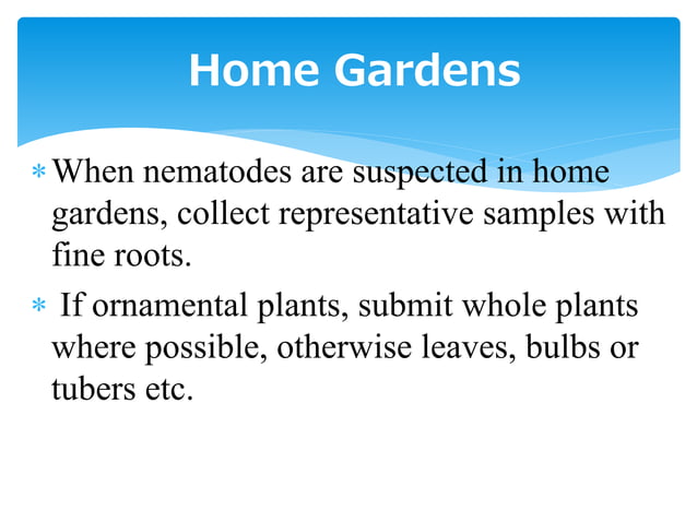 Sampling techniques for nematode assay | PPTX | Gardening | Home & Garden