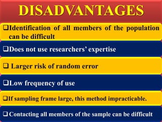Sampling, Types of Techniques & Simple Radom sampling | PPT