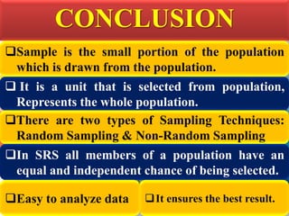 Sampling, Types of Techniques & Simple Radom sampling | PPT