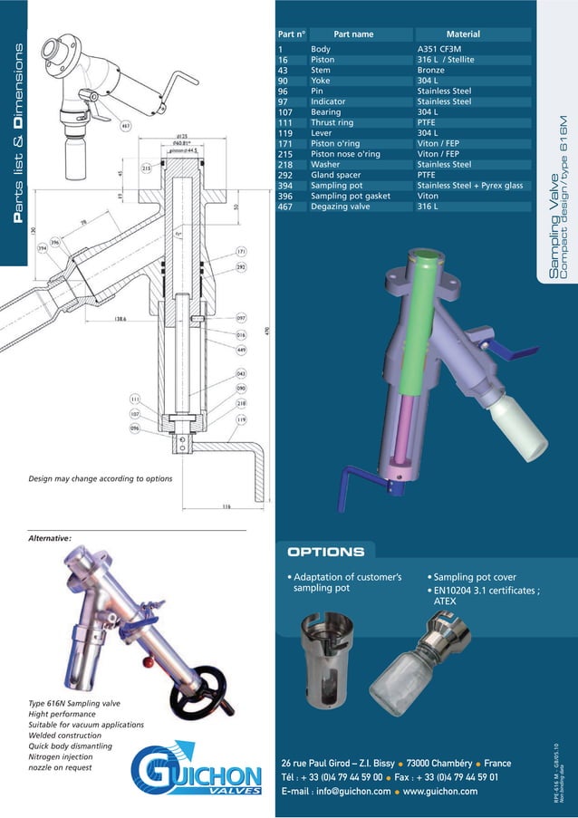 Sampling valve pharma-engineered valve-616m-Guichon valves | PDF ...