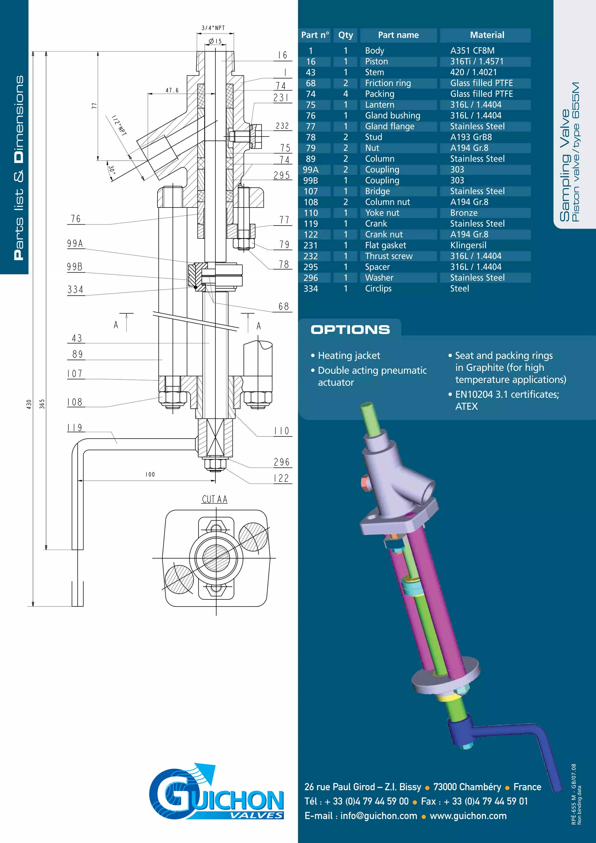 Sampling valve piston adjustable-655m-Guichon Valves | PDF
