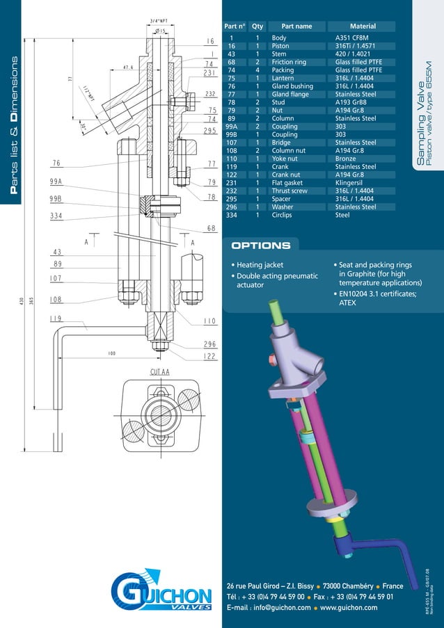 Sampling valve piston adjustable-655m-Guichon Valves | PDF