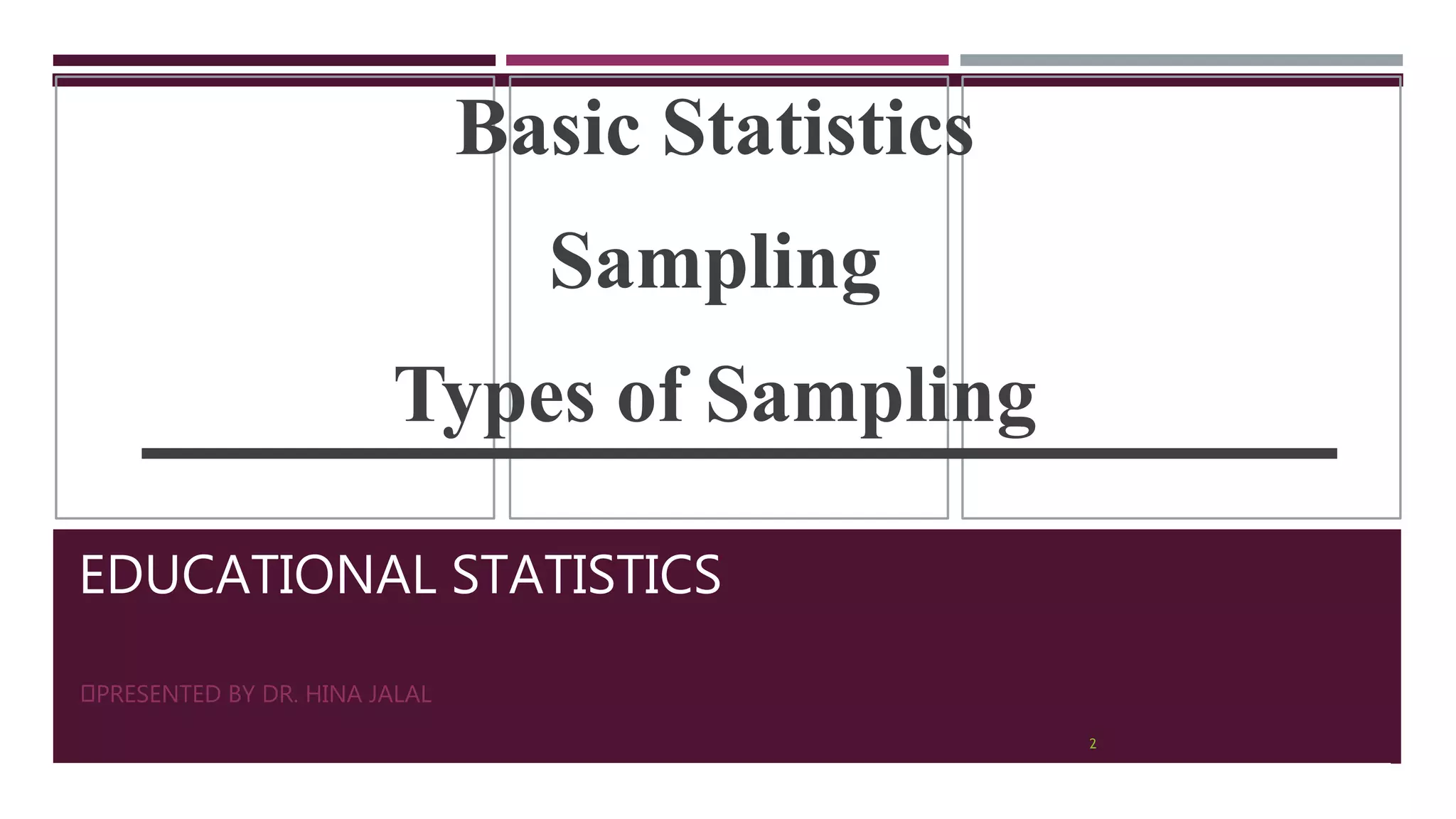 Basics of Educational Statistics (Sampling and Types) | PPT