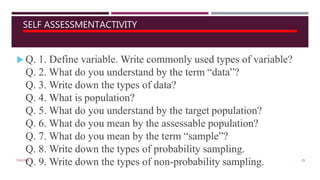 Basics of Educational Statistics (Sampling and Types) | PPT