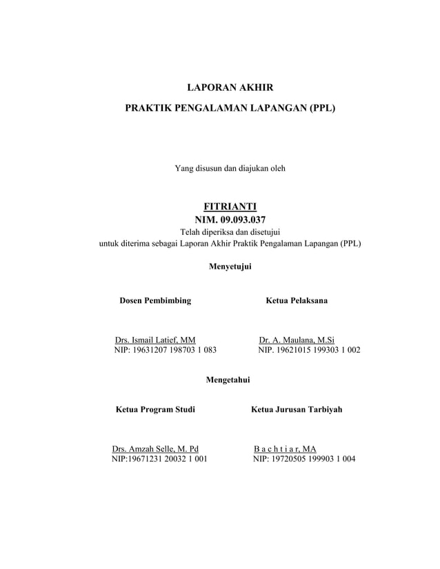 Sampul laporan PPL | DOCX