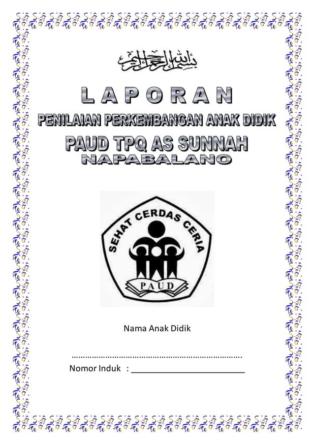 Sampul rapor paud | DOCX