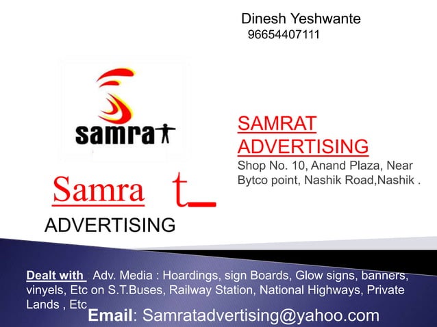 Samrat advertising | PPTX | Rail Travel | Travel Type