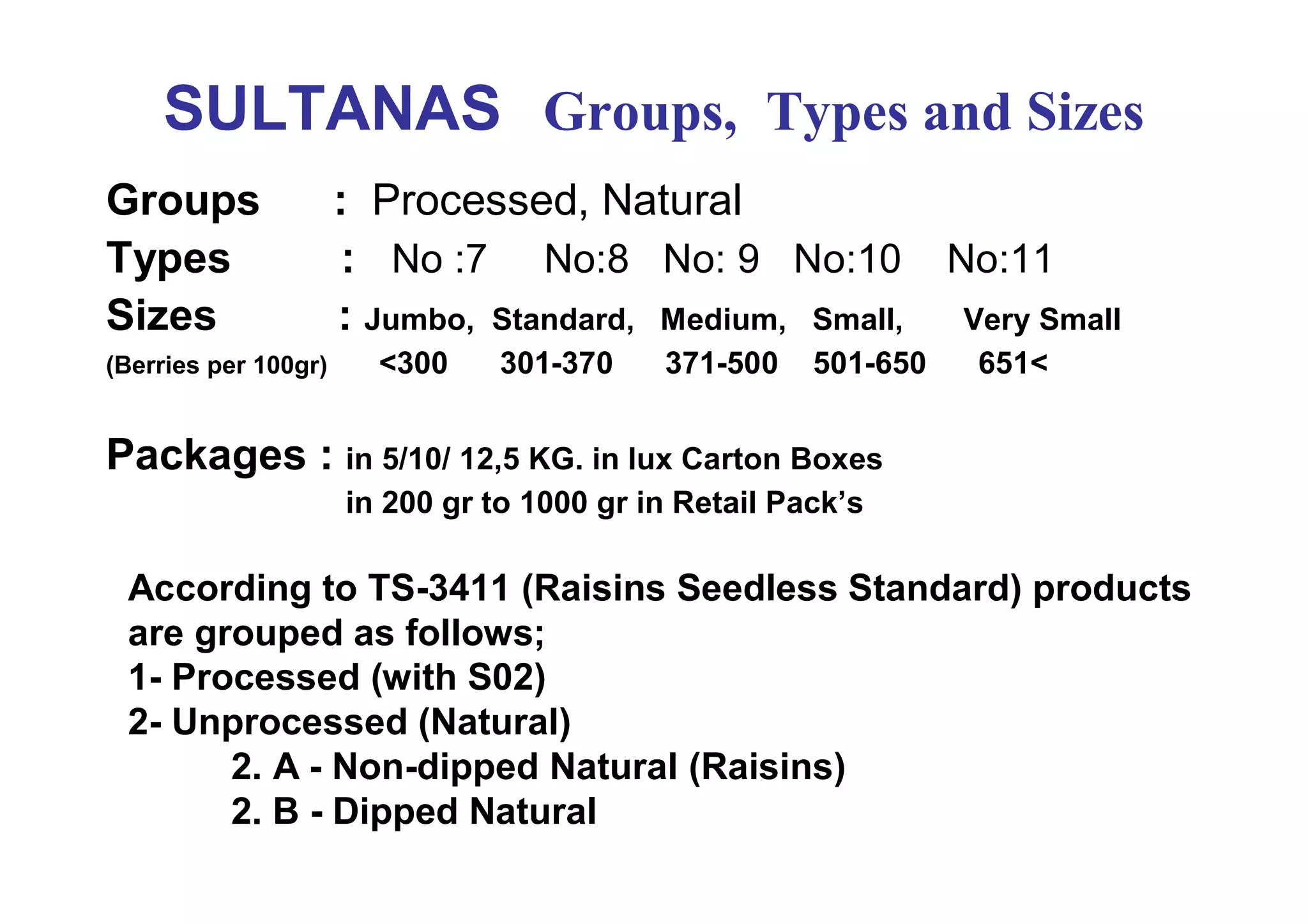 Samrioglu dried fruits types, sizes, packages and varieties | PDF