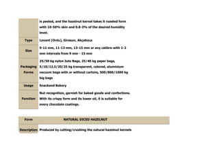 Samrioglu hazelnuts types, sizes, packages and varieties | PDF