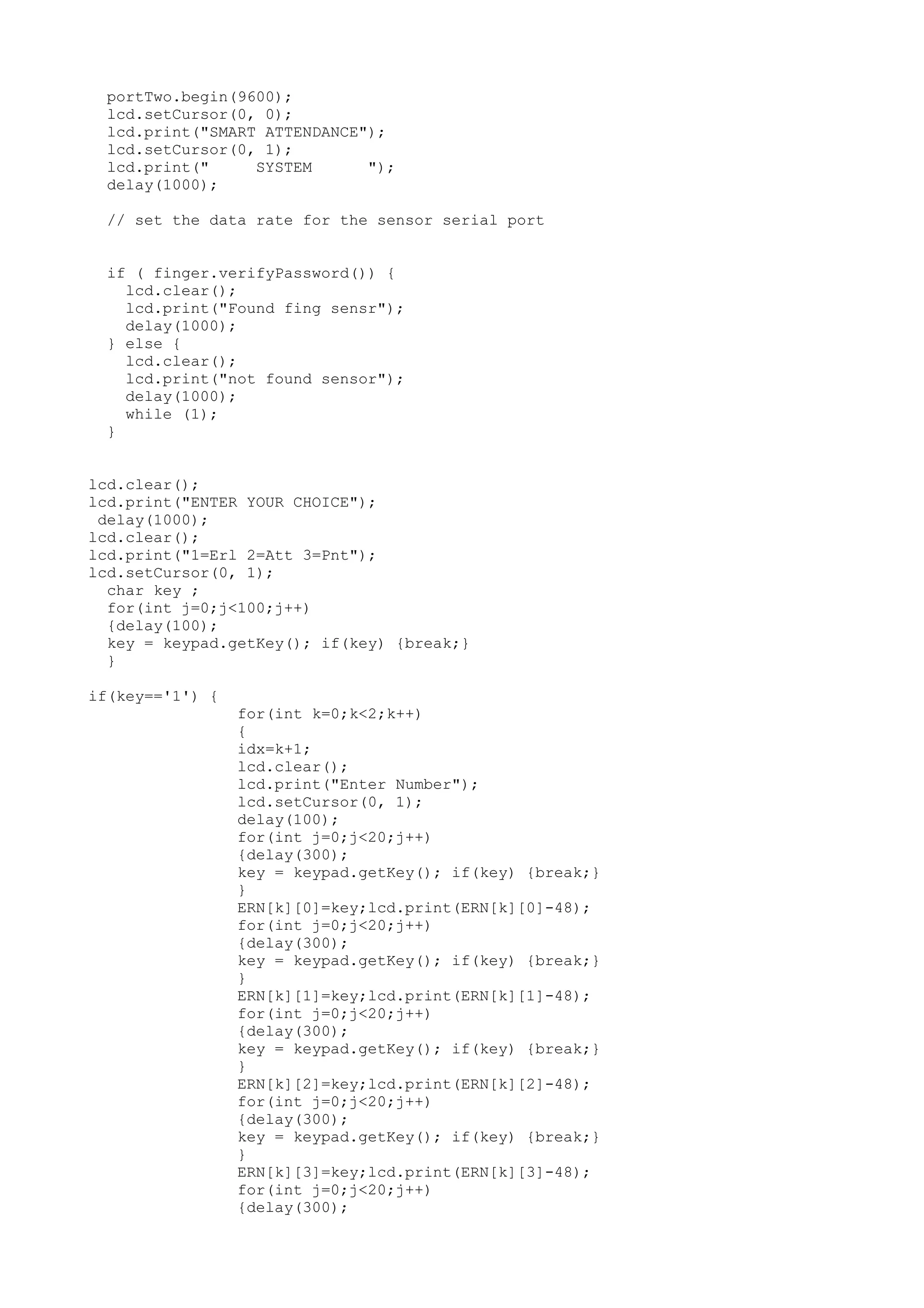Samrt attendance system using fingerprint | TXT | Programming Languages | Computing