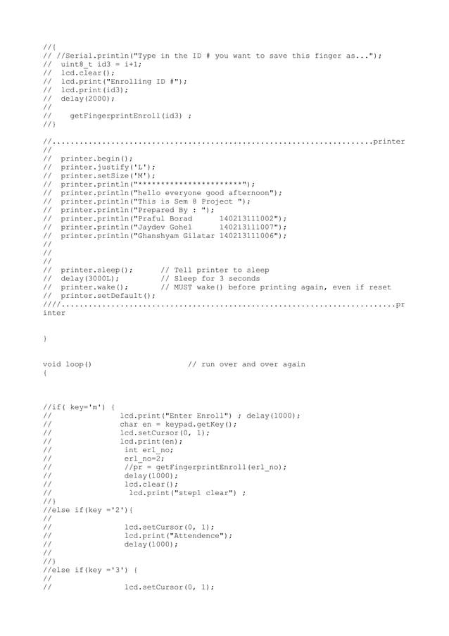 Samrt attendance system using fingerprint | TXT | Programming Languages | Computing
