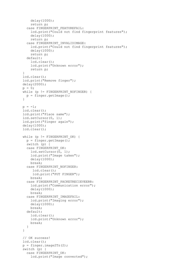 Samrt attendance system using fingerprint | TXT | Programming Languages | Computing