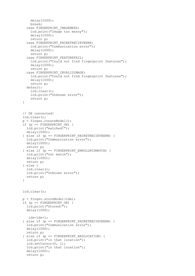 Samrt attendance system using fingerprint | TXT | Programming Languages | Computing