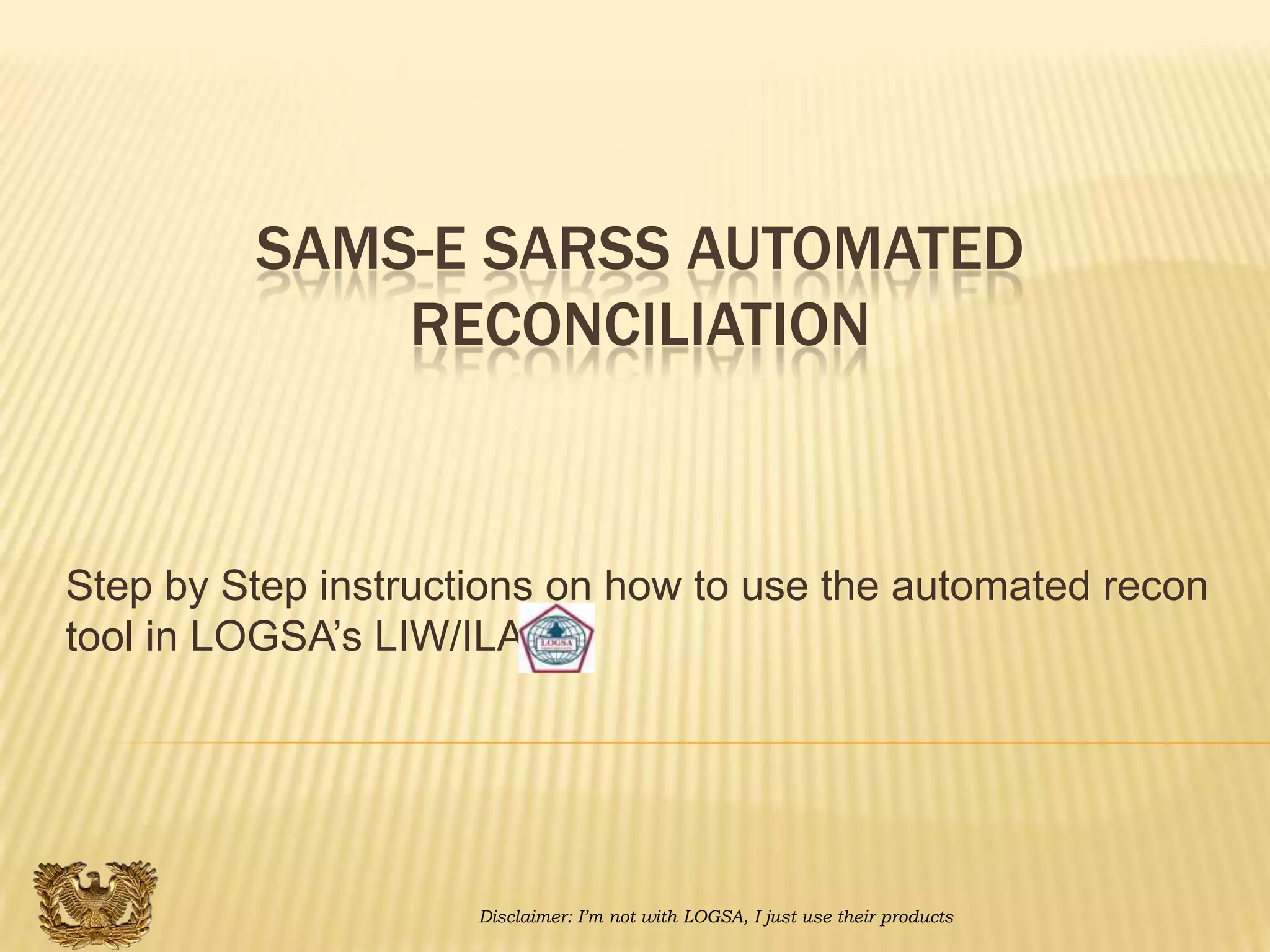 Sams e sarss automated reconciliation (2) | PPTX
