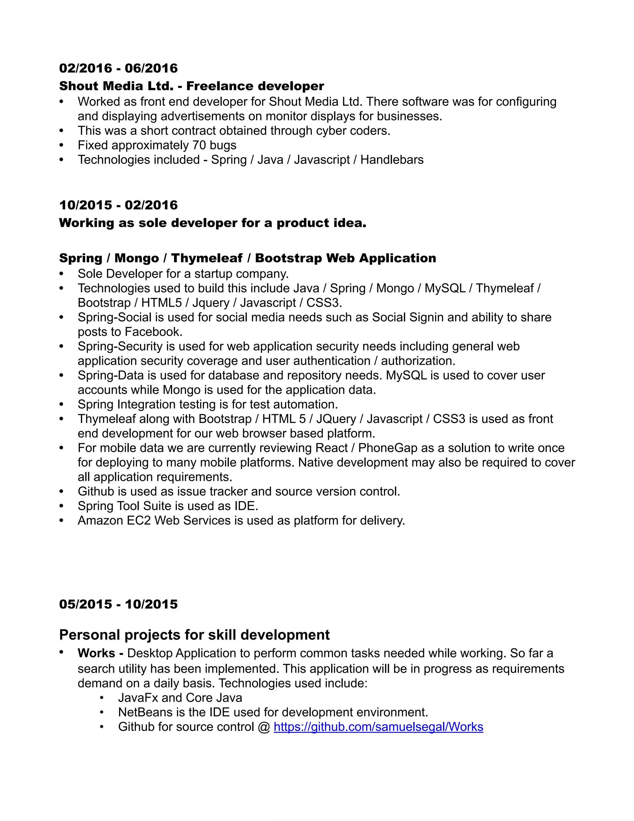 Sam segal resume | PDF