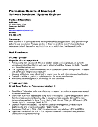Sam segal resume | PDF