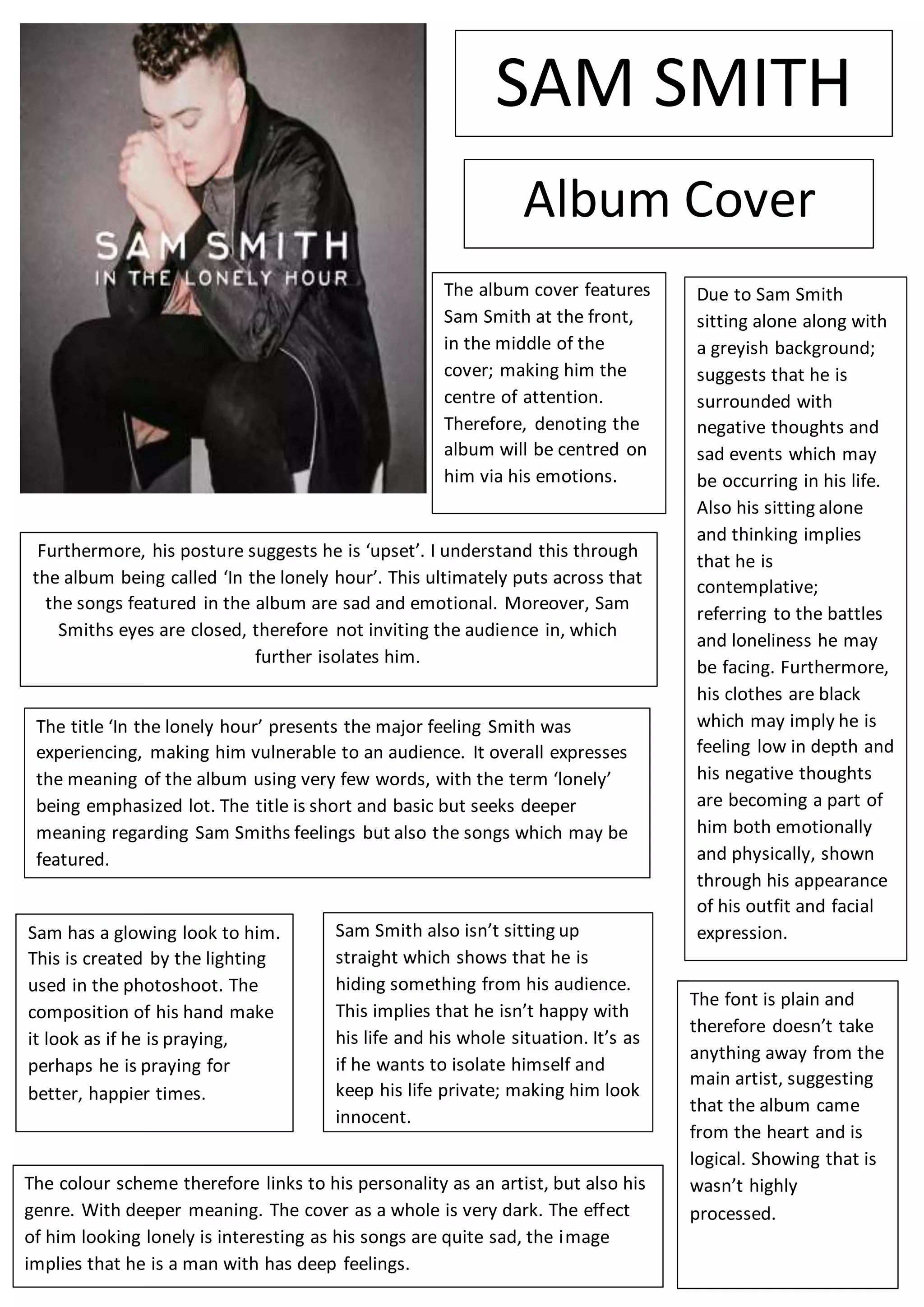 Sam smith album cover analysis | DOCX