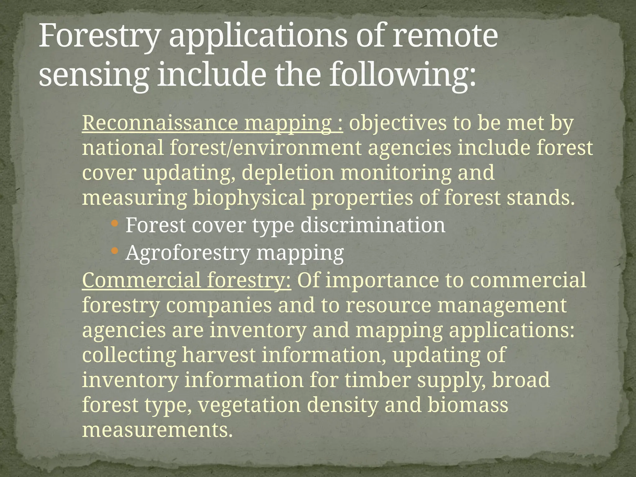 Application of remote Sensing and GIS in forest monitoring | PPTX