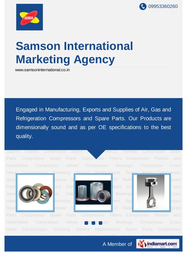 Samson International Marketing Agency, Pune, Compressors Parts | PDF