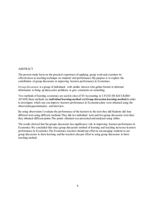 IMPORTANCE OF GROUP DISCUSSION TO STUDENT PERFORMANCE | DOCX ...