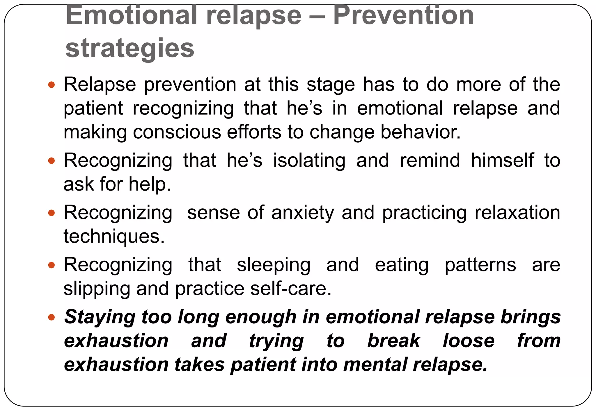 RELAPSE PREVENTION & EARLY INTERVENTION STRATEGIES | PPTX