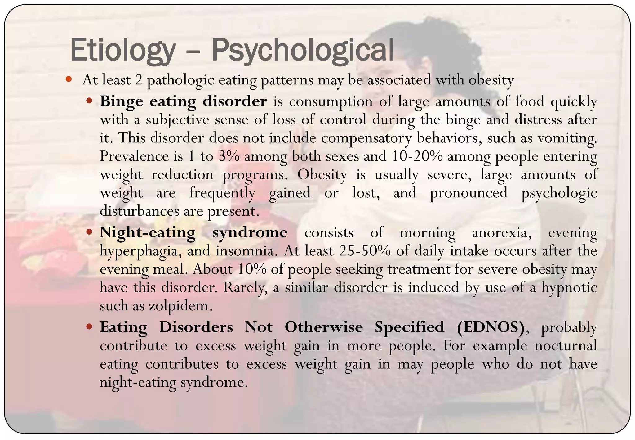 NEUROPSYCHIATRIC & PSYCHOLOGICAL ASPECTS OF OBESITY | PPTX | Endocrine ...