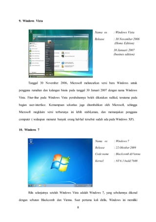 Perkembangan Sistem Operasi Microsoft Windows | DOCX