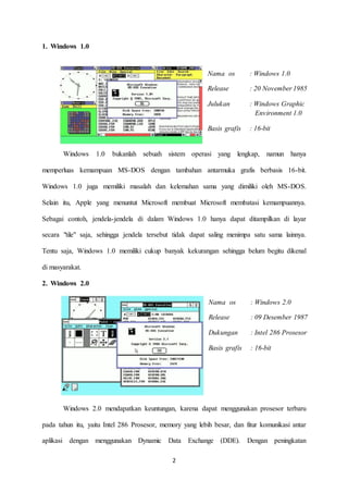 Perkembangan Sistem Operasi Microsoft Windows | DOCX