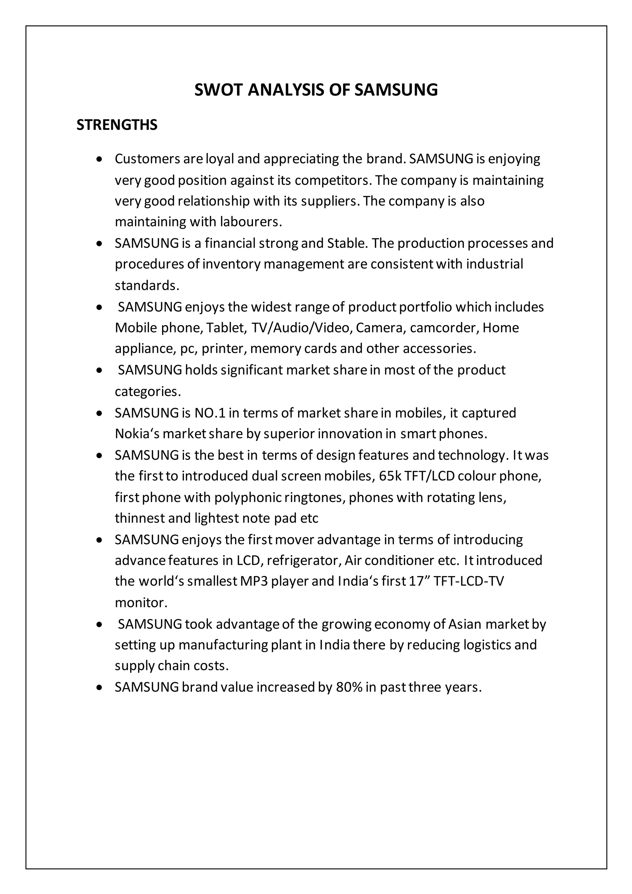 marketing strategy of samsung in india(BBA project) | DOCX