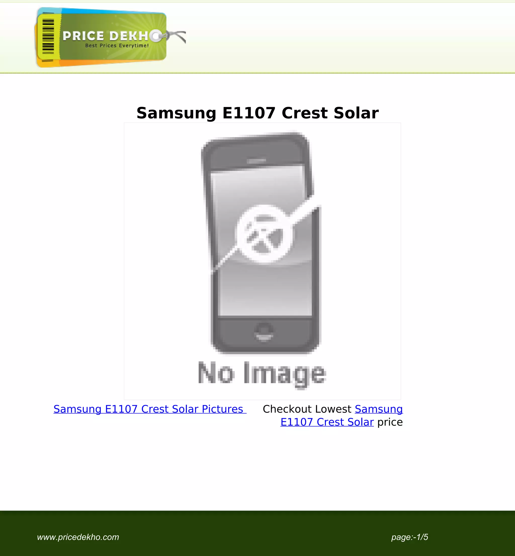 Samsung E1107 Crest Solar specification | PDF