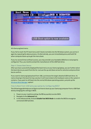 Samsung laptop boot from usb | DOCX | Operating Systems | Computer ...