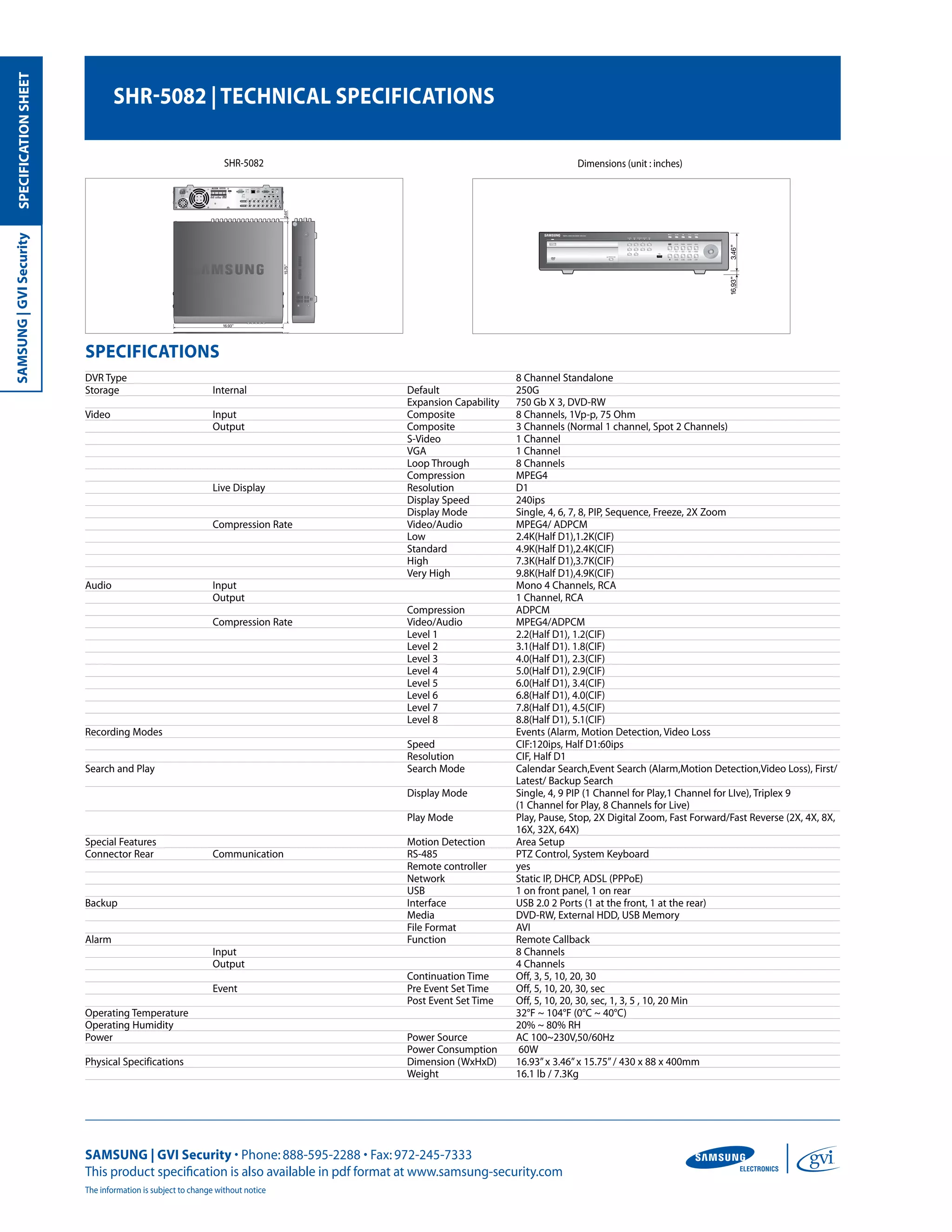 Samsung Shr 5082 Datasheet | PDF
