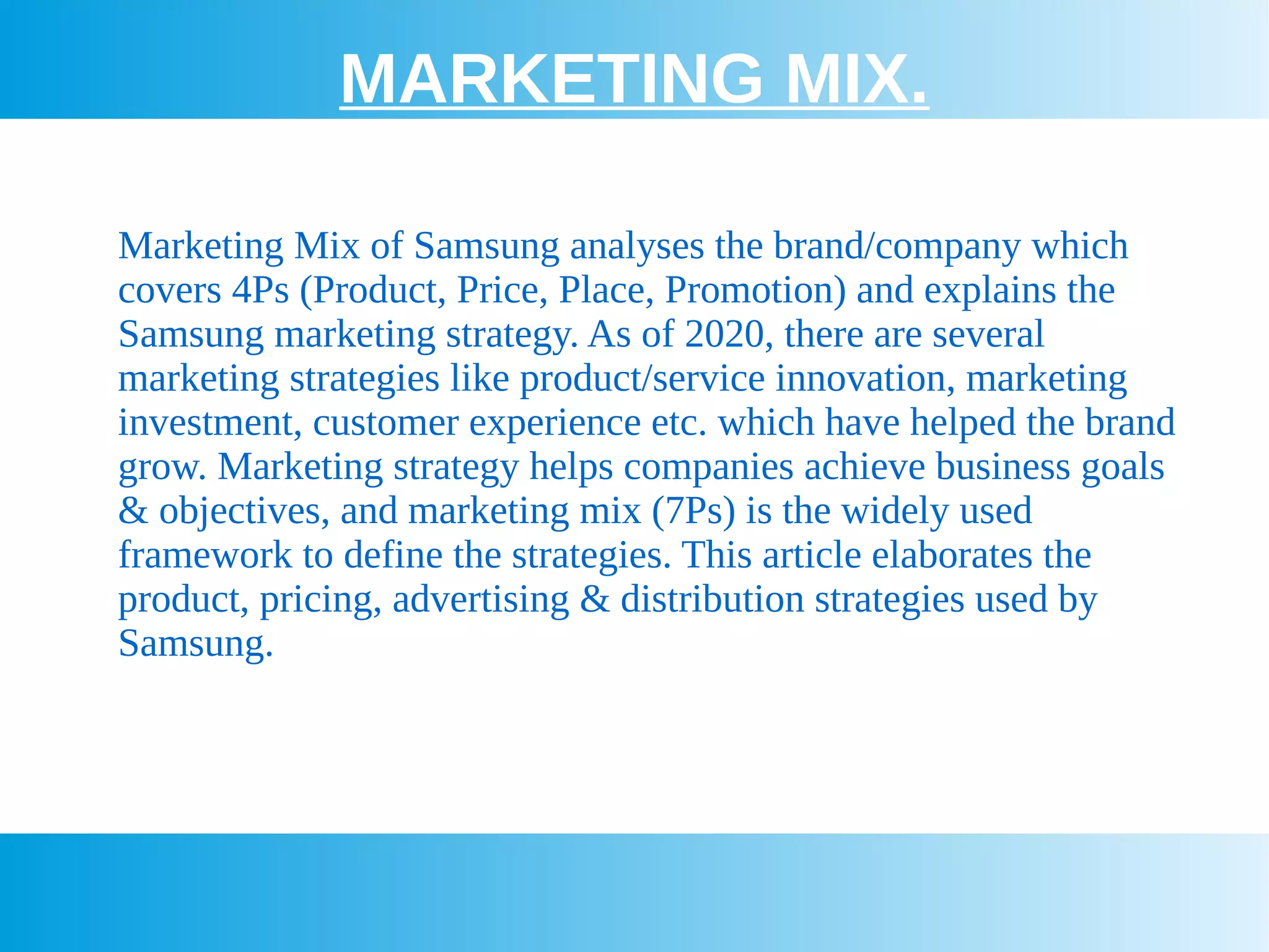 Samsung 7p's marketing mix. | PDF