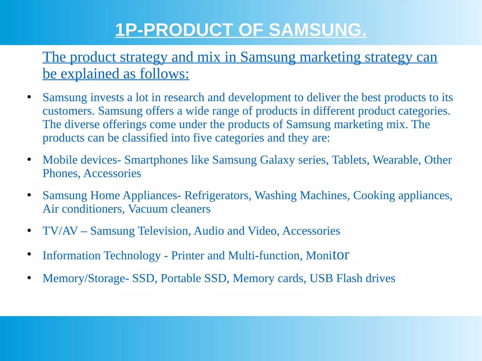 Samsung 7p's marketing mix. | PDF