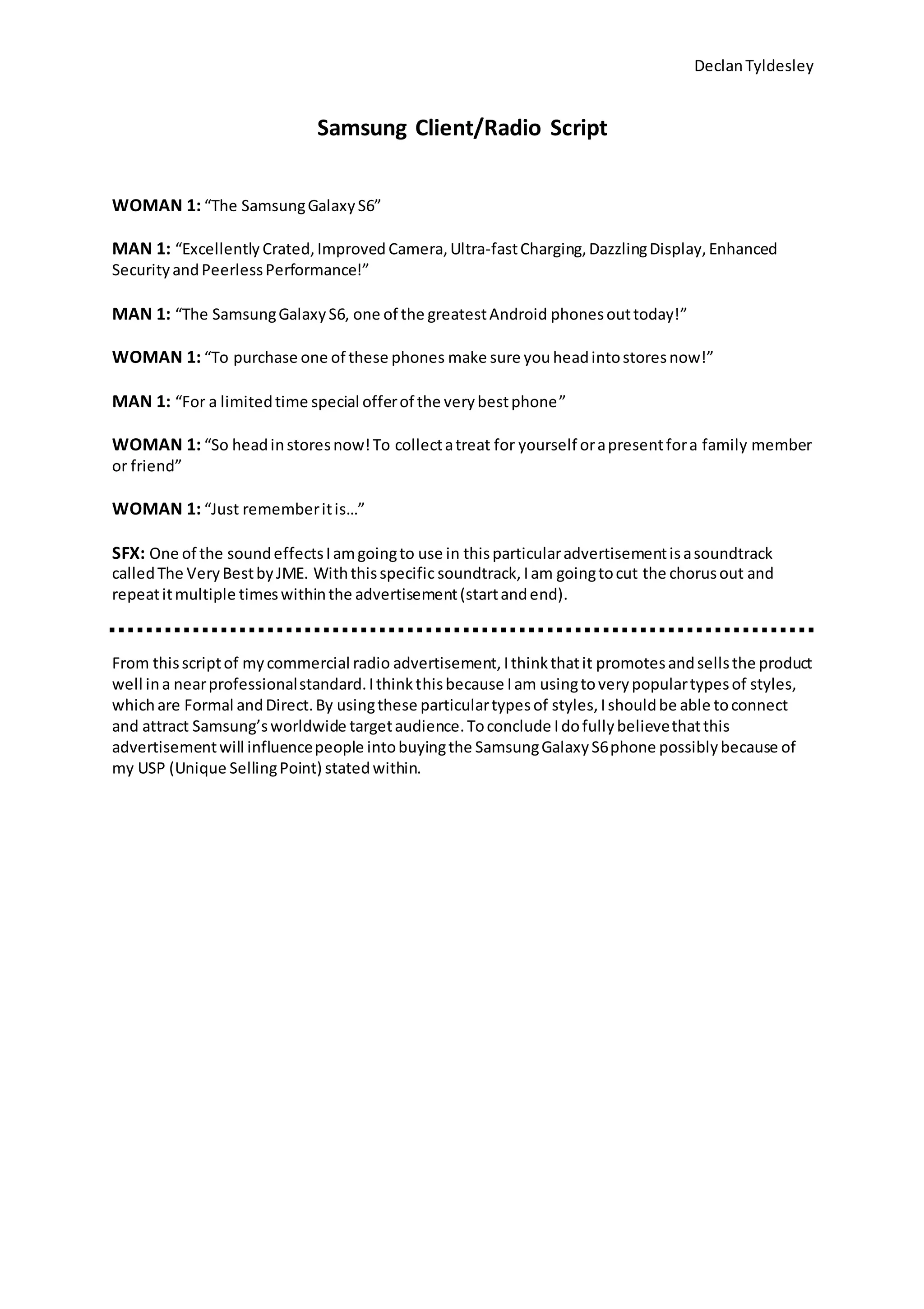 Samsung Client_Radio Script | DOCX