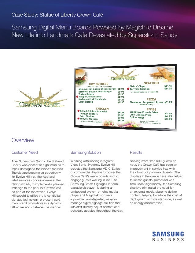 Samsung Digital Menu Boards Breathe New Life Into Landmark Café Devas…