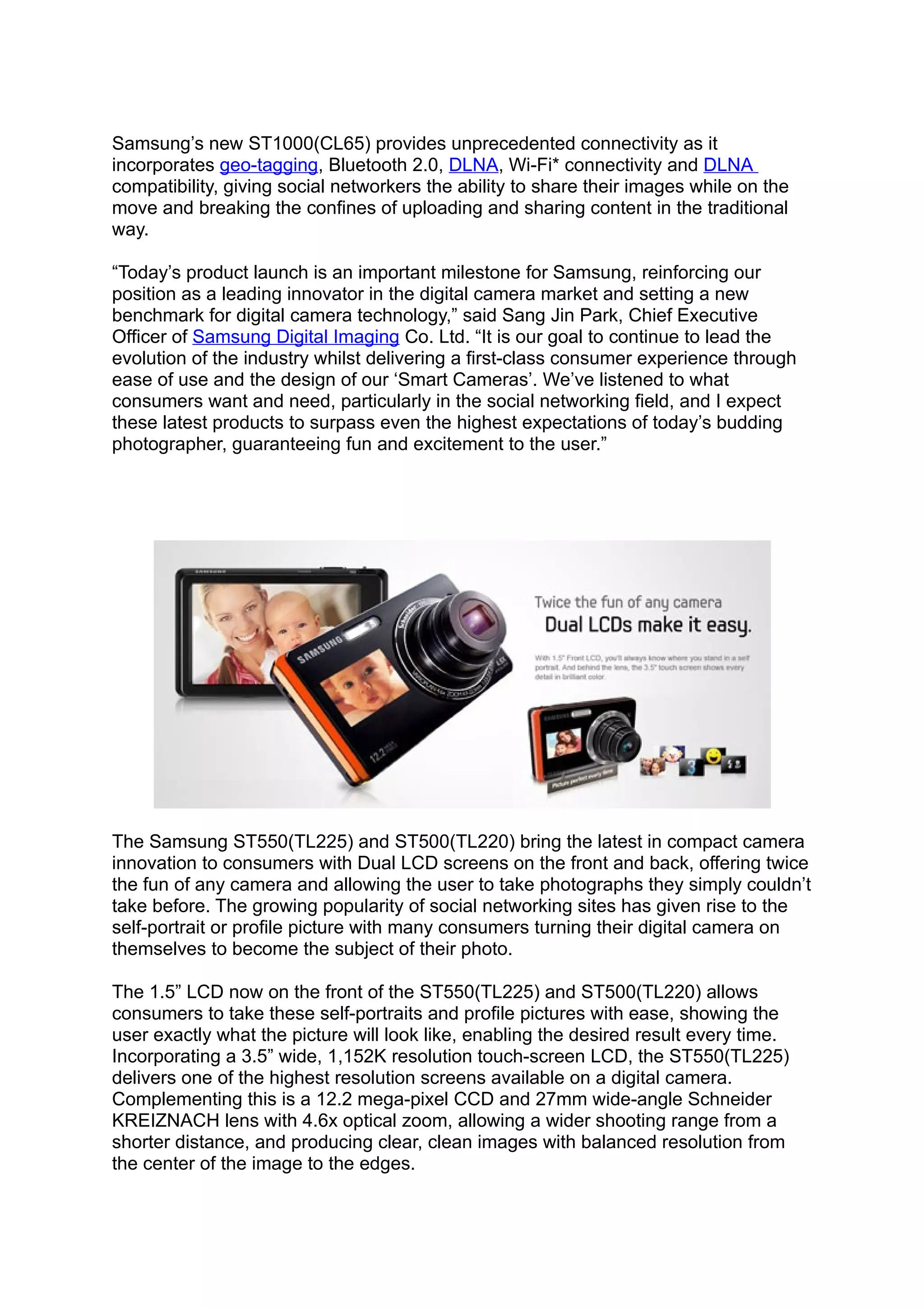 SAMSUNG LEADS THE WAY IN DIGITAL CAMERA EVOLUTION | PDF