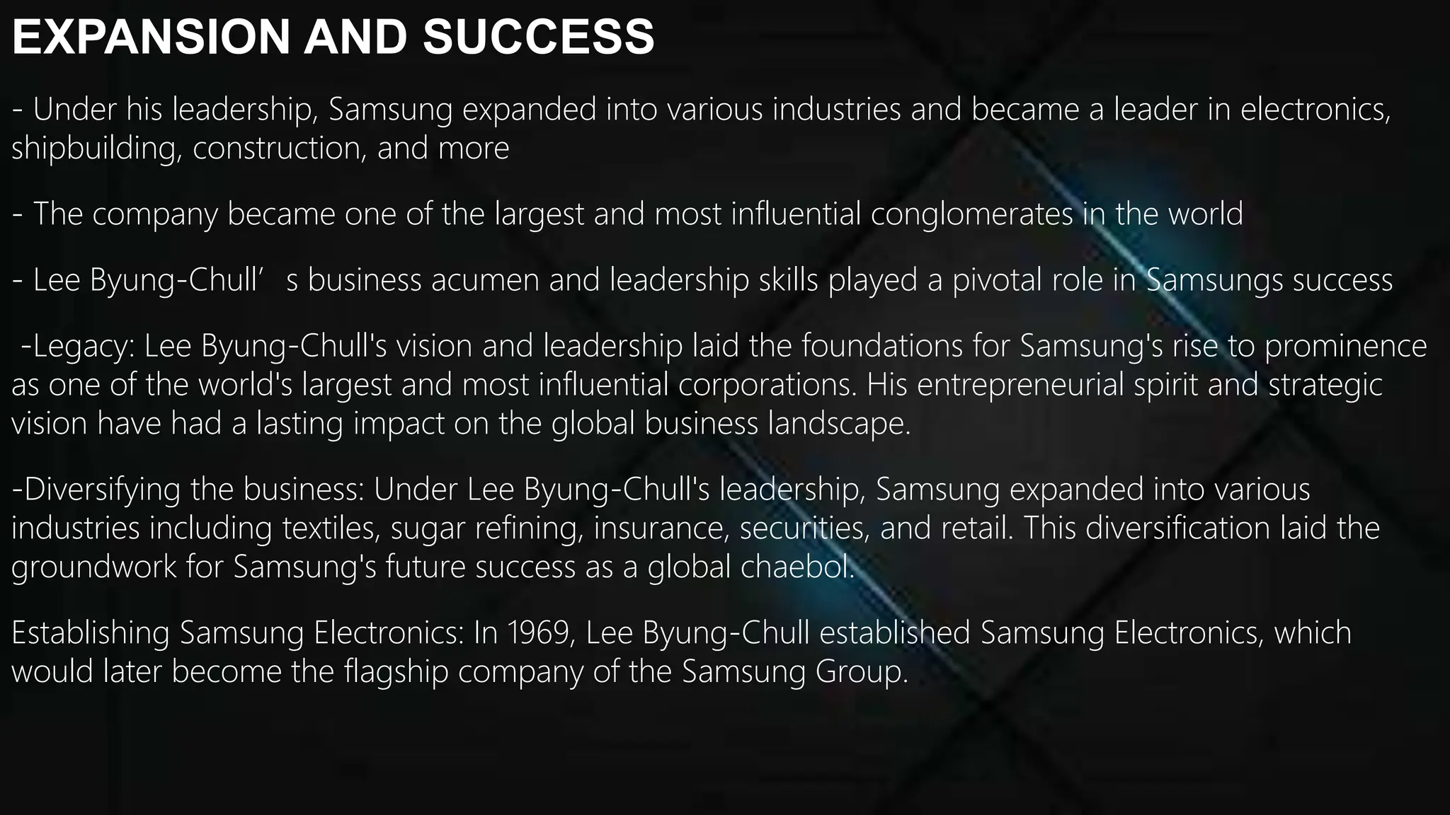 samsung ppt.pptx on founder of samsung lee byung chull | PPTX