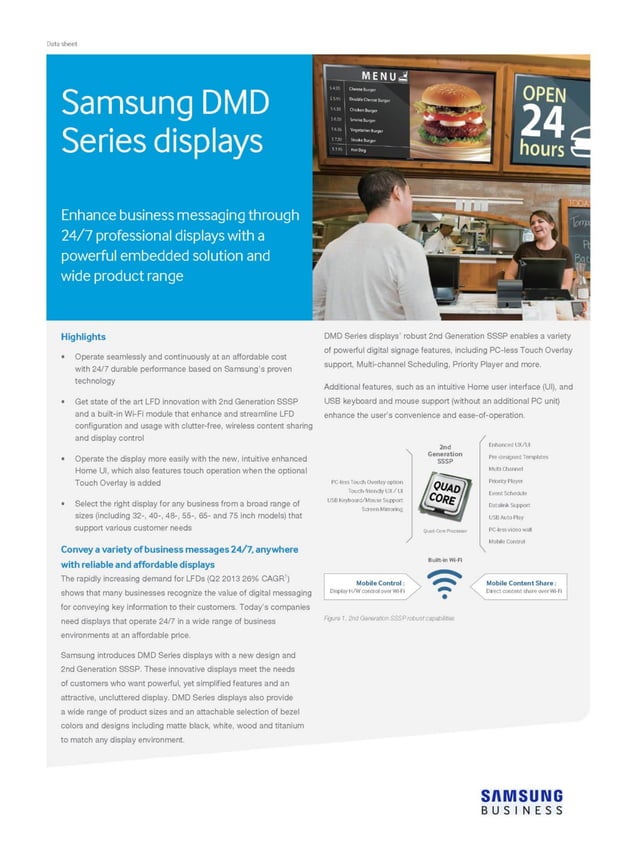Samsung smart signage dmd series displays brochure | PDF