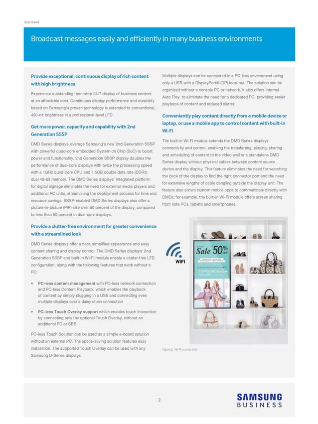Samsung smart signage dmd series displays brochure | PDF