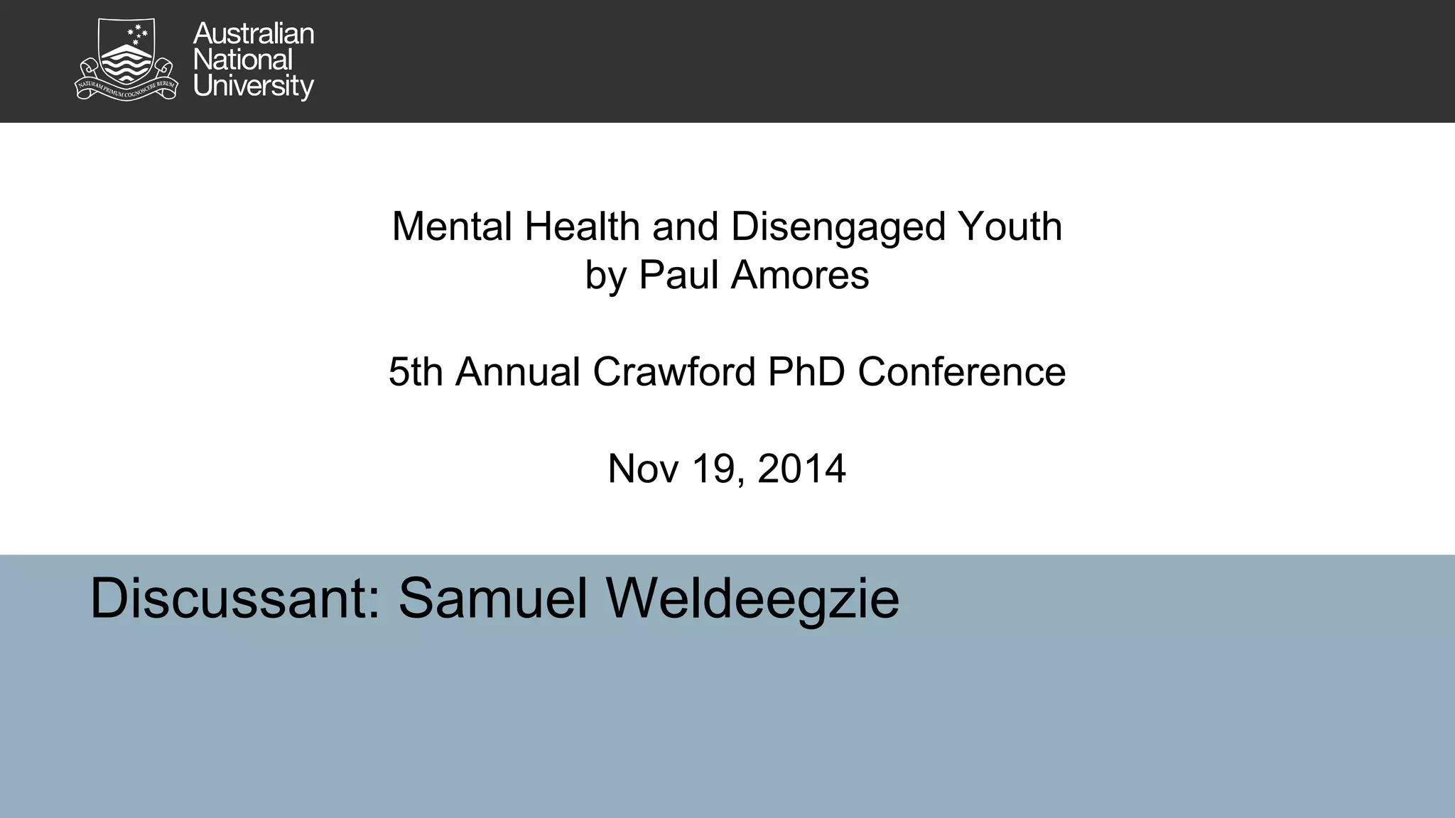 Mental health and disengaged youth (discussant paper) | PPT