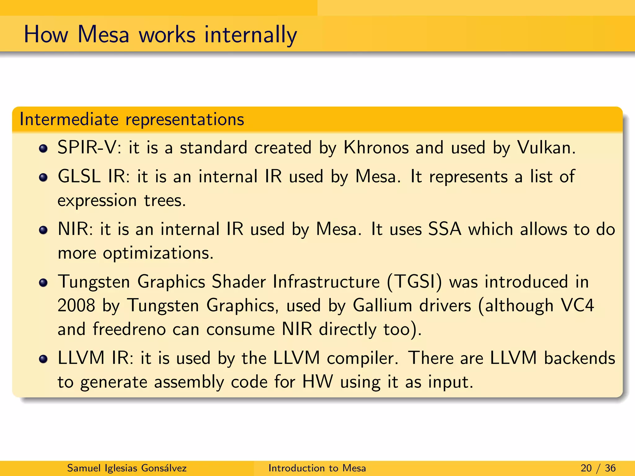 Introduction to Mesa. The Open-Source Graphics API Implementation Library (Ubucon Europe 2018) | PDF