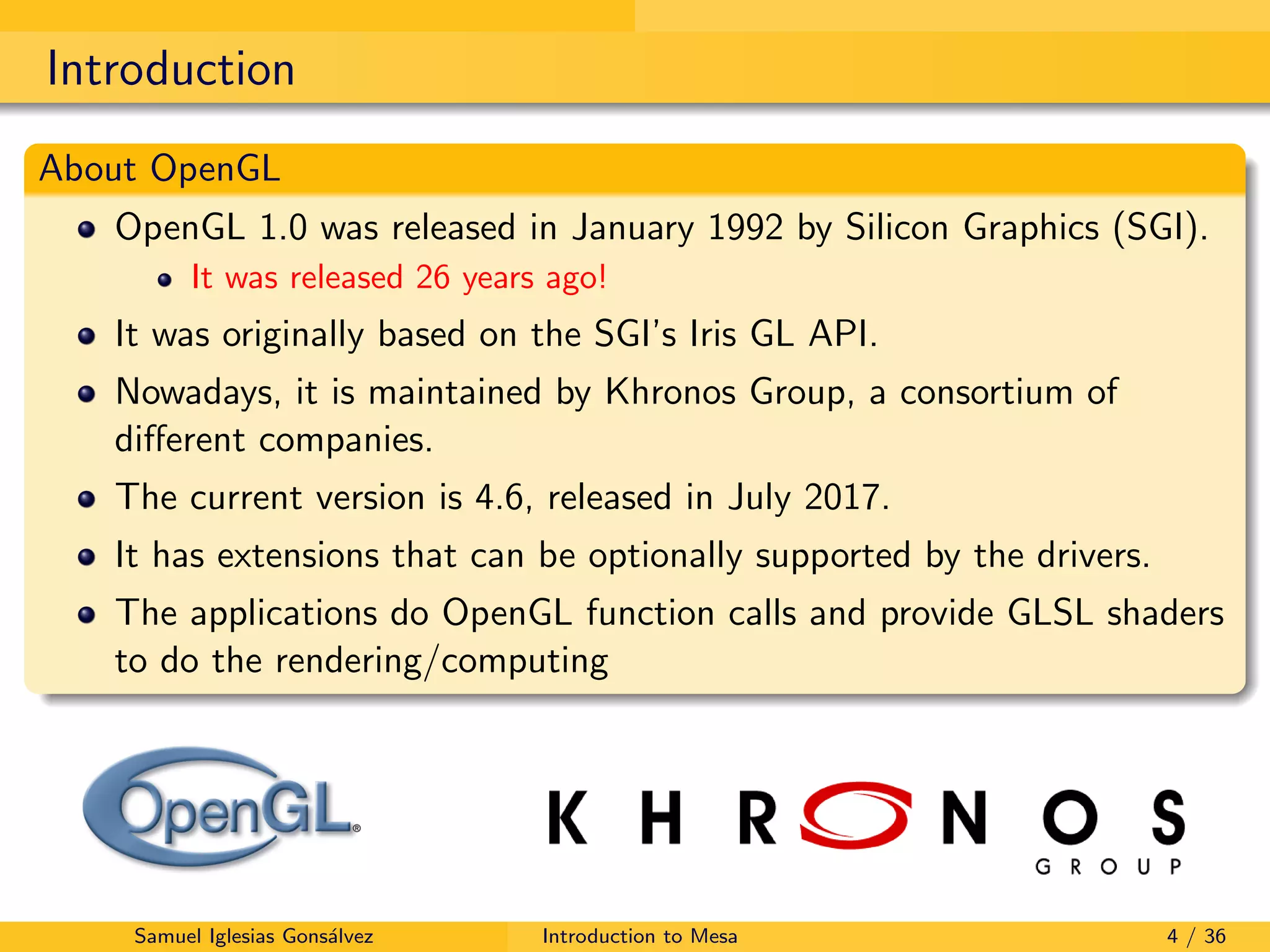 Introduction to Mesa. The Open-Source Graphics API Implementation Library (Ubucon Europe 2018) | PDF
